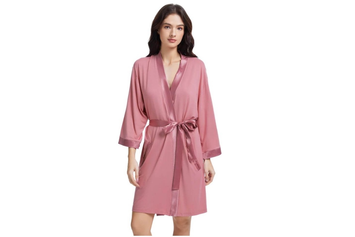 Bamboo Robe- Rose • Heirloom Linens • Canadian Bedding in Victoria BC