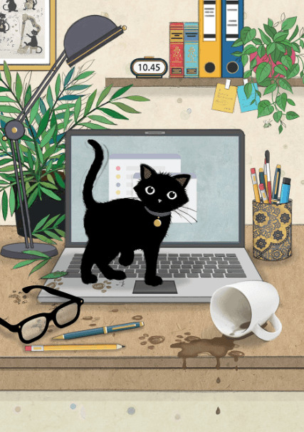 Black Cat Computer Card • Heirloom Linens • Canadian Bedding in Victoria BC