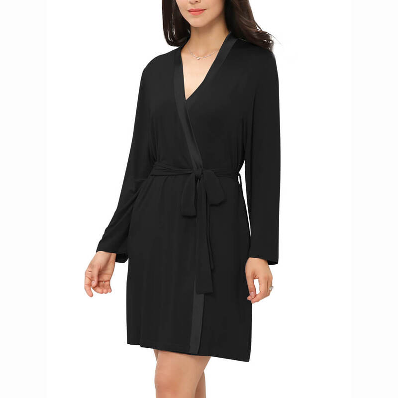 Bamboo Robe- Black • Heirloom Linens • Canadian Bedding in Victoria BC