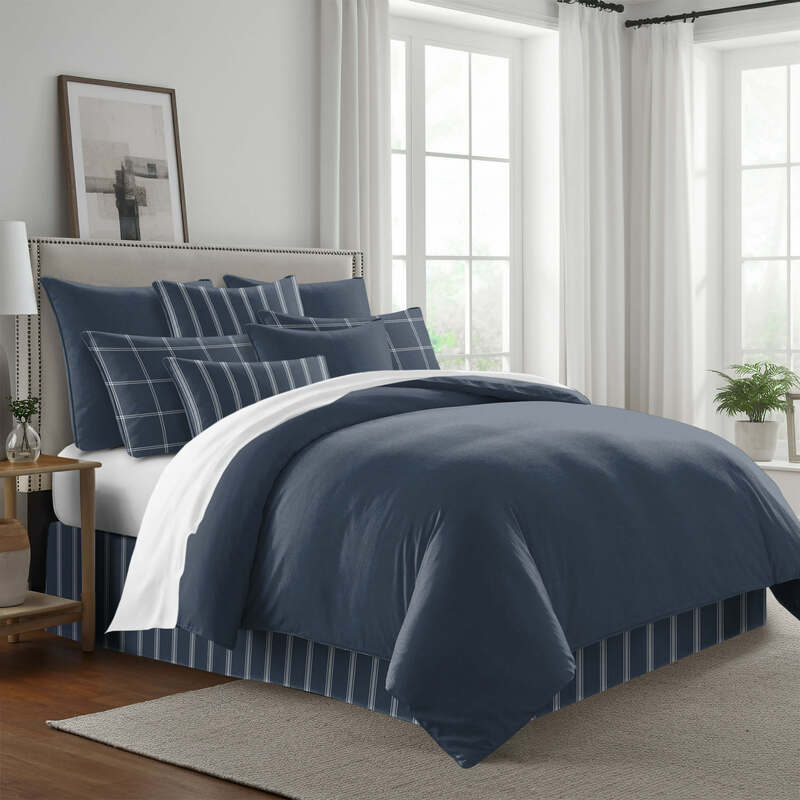 Shay Dark DenimBedding by 6ix Tailors • Heirloom Linens • Canadian ...