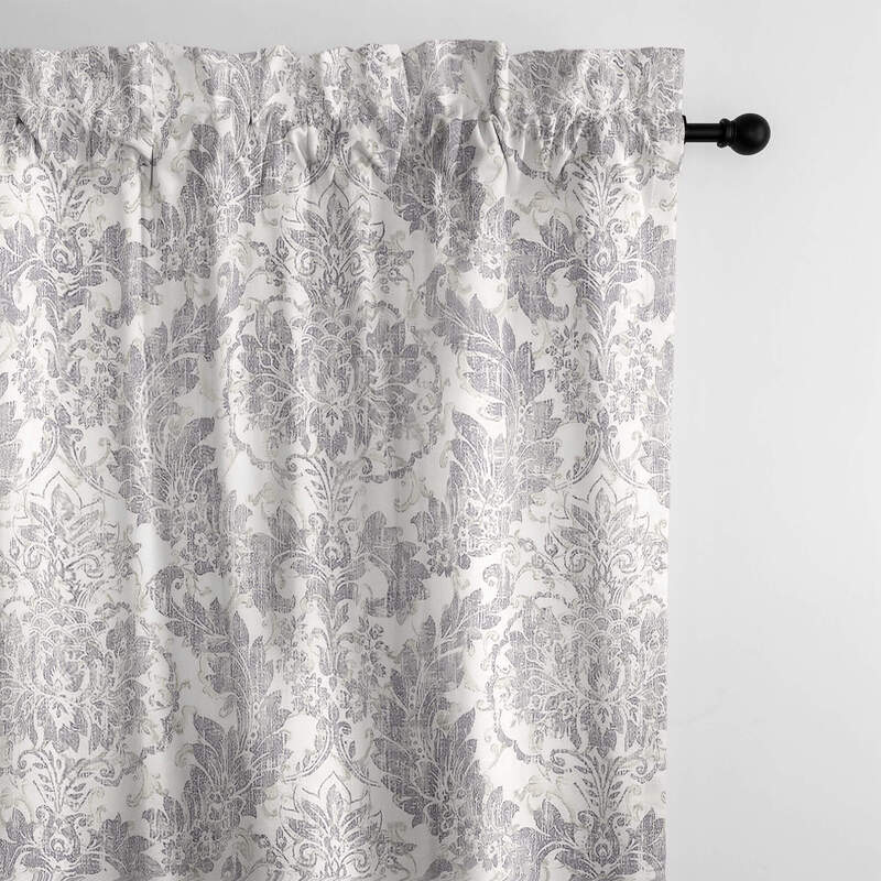 Damaskus Linen Graphite Curtains • Heirloom Linens • Canadian Bedding ...