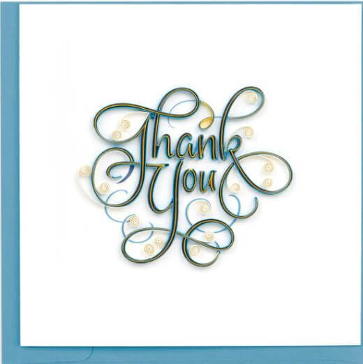 Quilling CardThank You • Heirloom Linens • Canadian Bedding in Victoria BC