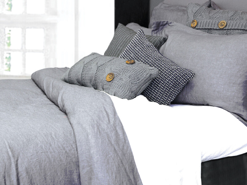 Morgan Linen Grey Bedding by Alamode • Heirloom Linens • Canadian ...